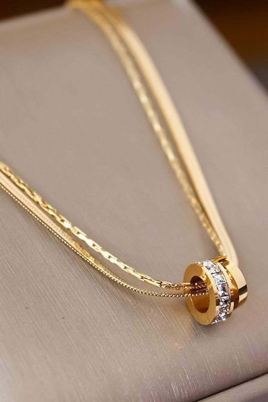 Double Chain Necklace With Embellishments In Gold – Infinity Raine