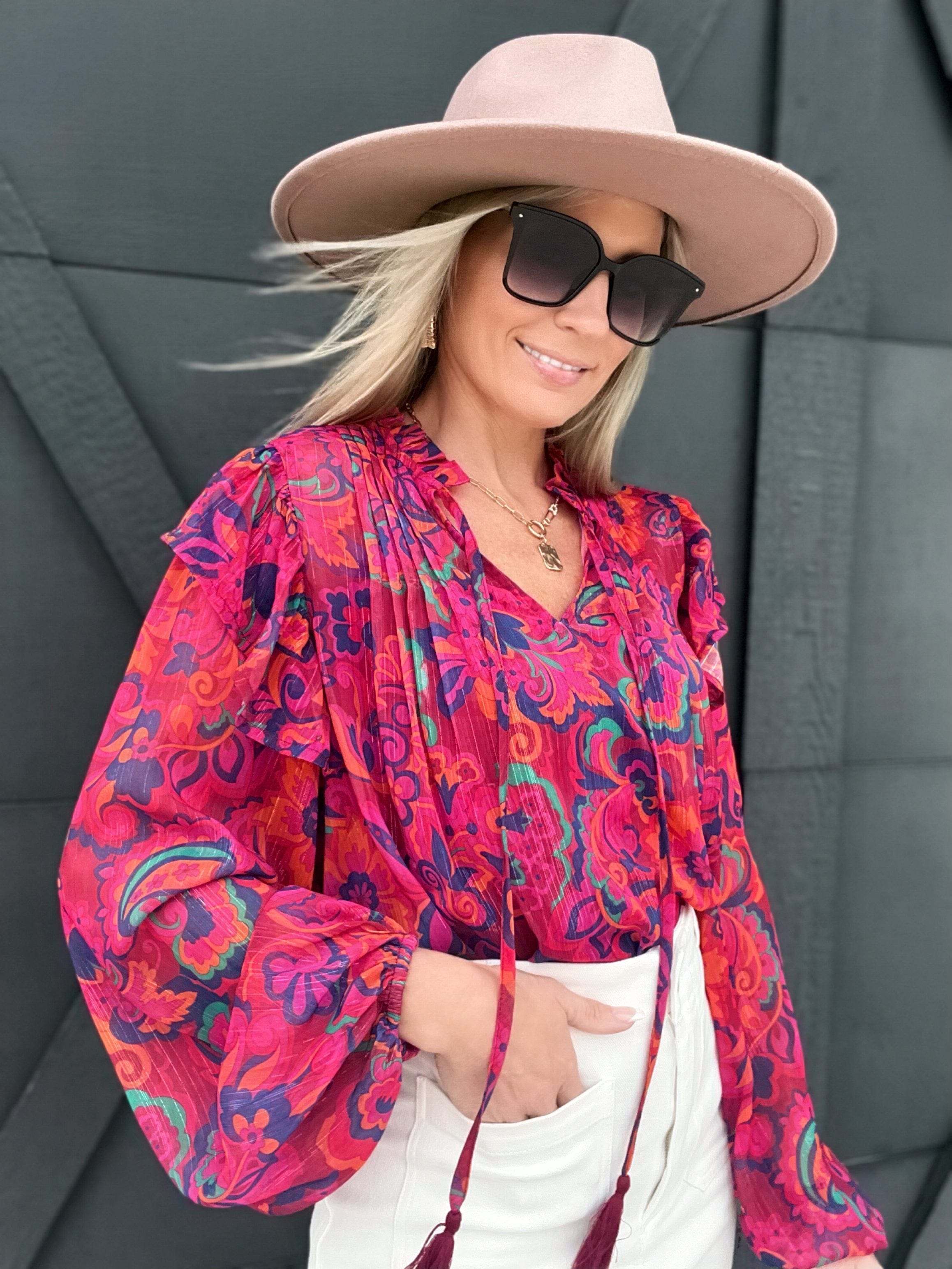 Woven Ruffled Neck Top-Burgundy – Infinity Raine