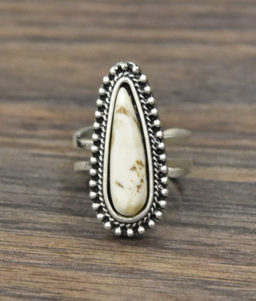 White Turquoise Almond Ring In Silver – Infinity Raine